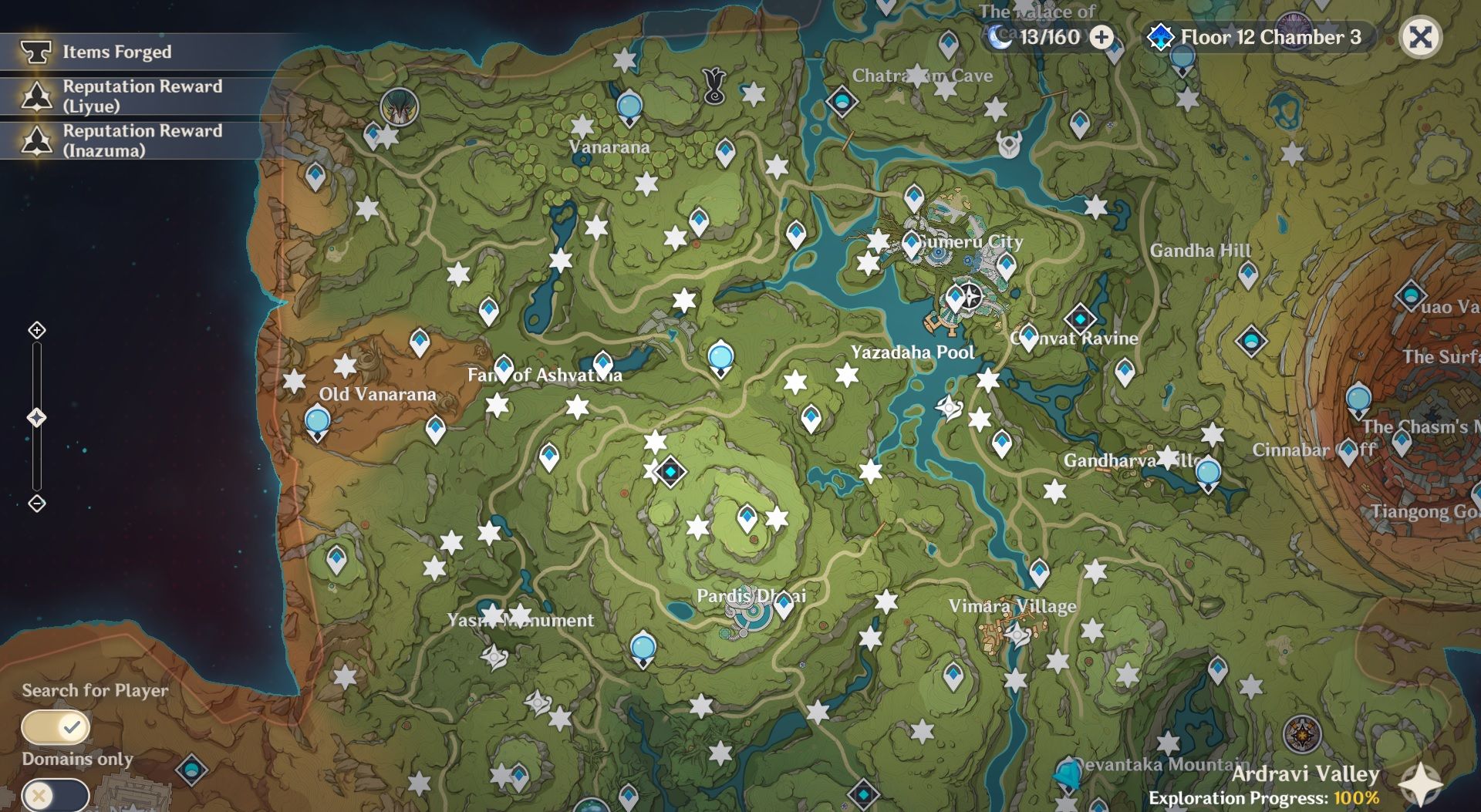 Sumeru map finally 100%...Now where's my "Delete all pins" function🥺 ...