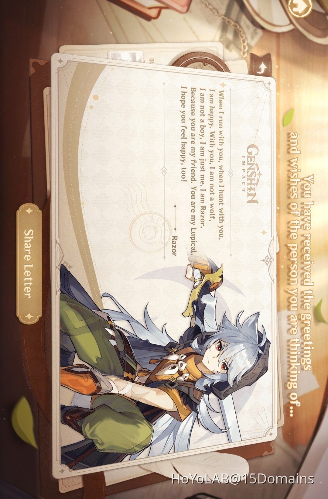 Letters from Bennett and Razor Genshin Impact | HoYoLAB