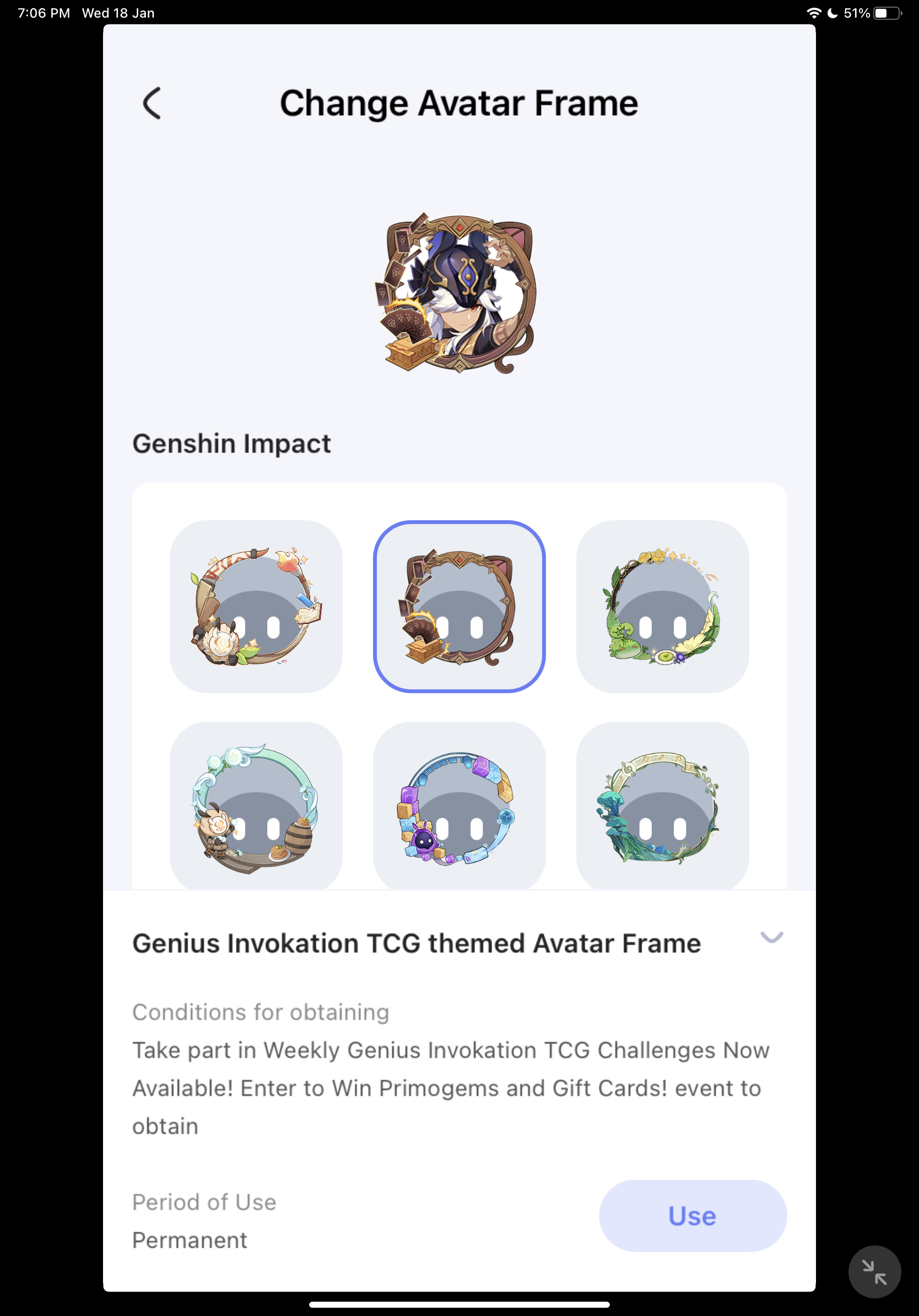 Genius Invokation TCG Frame | Frame Collection #34 Genshin Impact | HoYoLAB