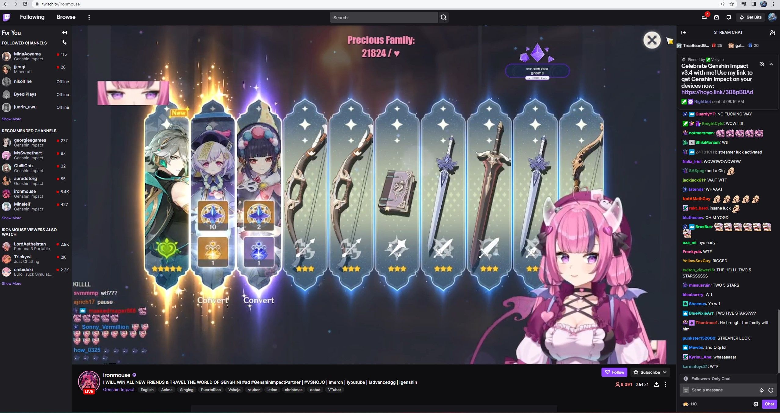 Twitch Streamer ironmouse wishing for the bois Genshin Impact | HoYoLAB