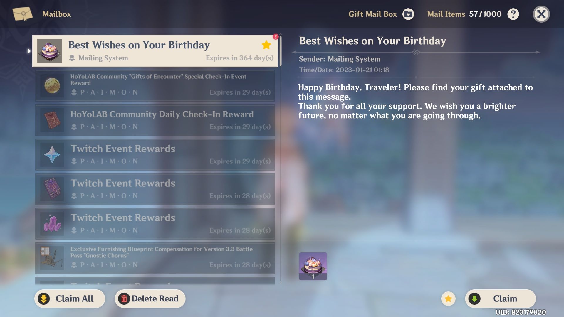 [Daily Sharing] It's My Birthday (21/01/2023) Genshin Impact | HoYoLAB
