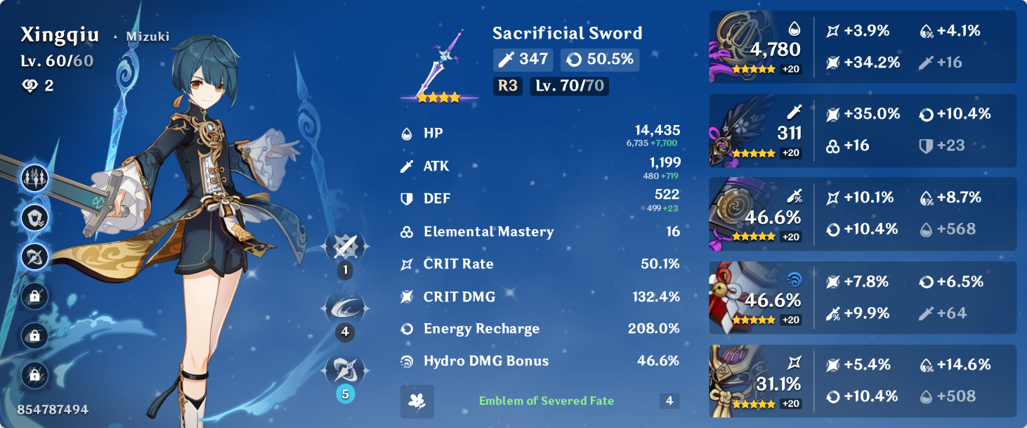 Started to build Xingqiu Genshin Impact | HoYoLAB