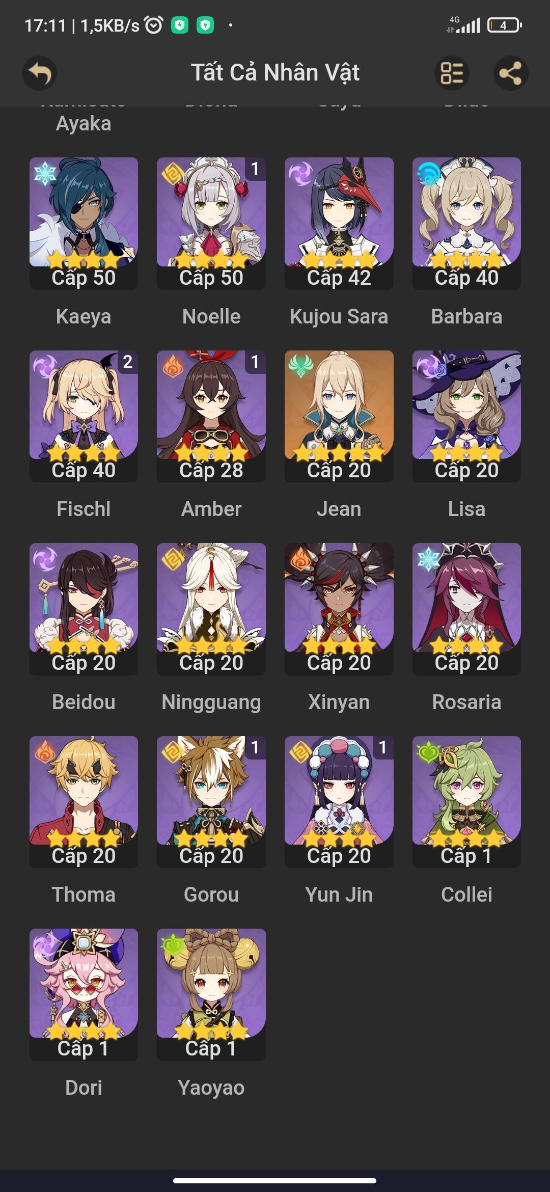 chơi 1 tháng được nhiu đây xin hỏi có xây đc đội hình j k ạ Genshin ...