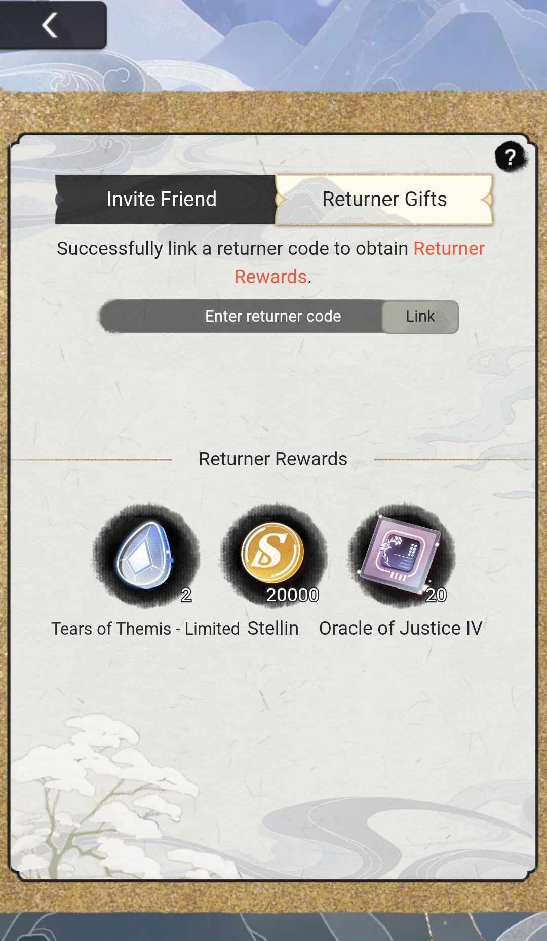 Returner code Tears of Themis | HoYoLAB