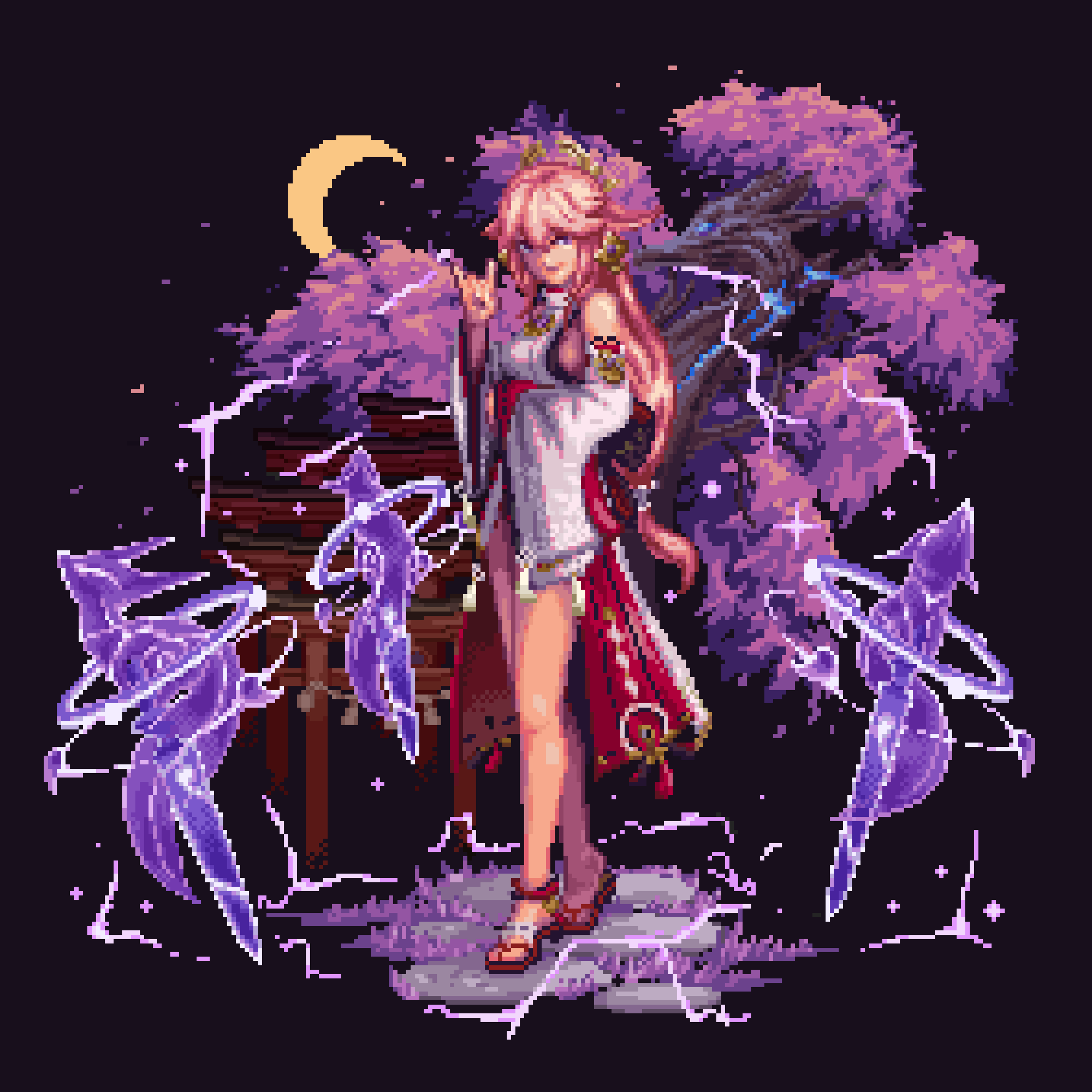 Yae Miko Pixel art illustration Genshin Impact | HoYoLAB