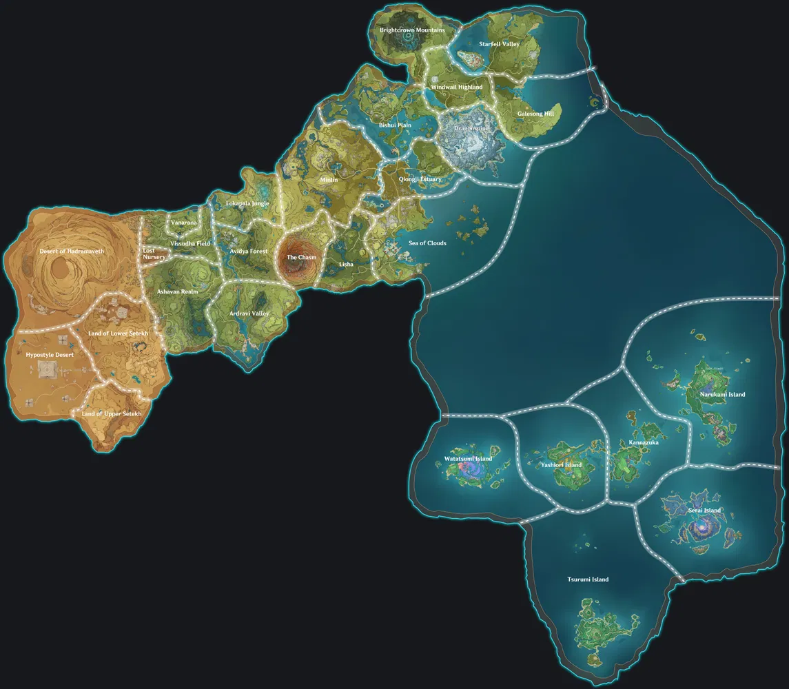 [3.4] Teyvat Subregion Borders and clean Teyvat Map Genshin Impact | HoYoLAB