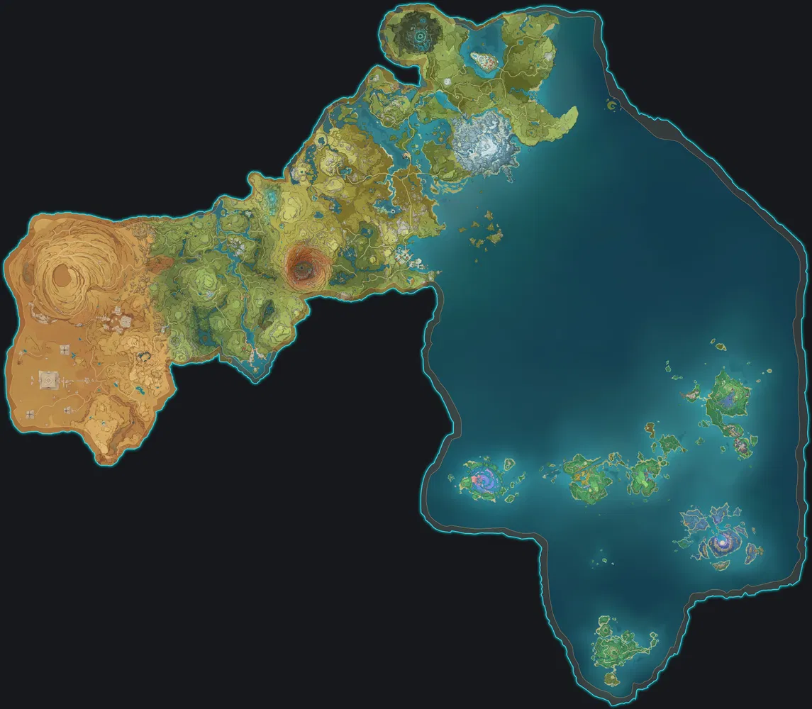 [3.4] Teyvat Subregion Borders and clean Teyvat Map Genshin Impact ...