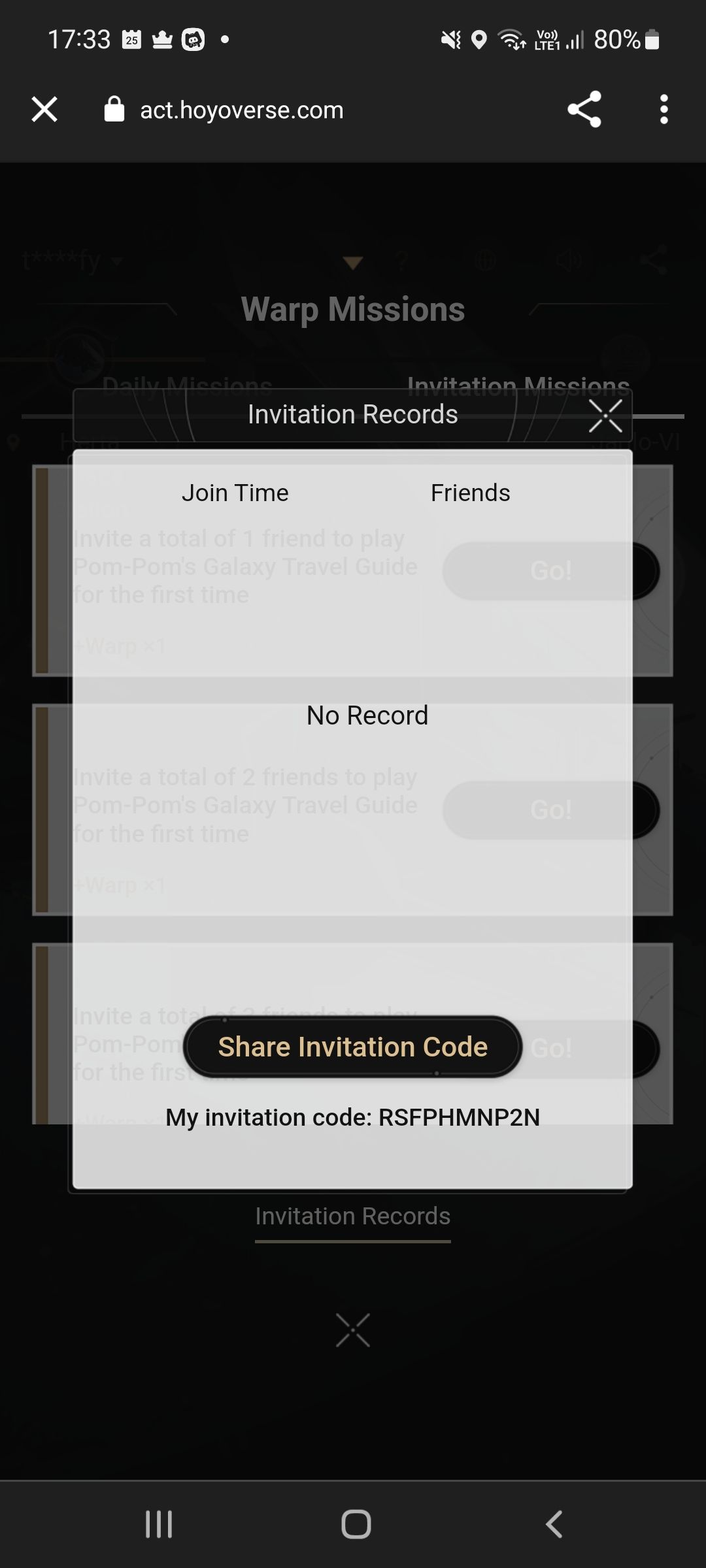Please use my invitation code! Honkai: Star Rail | HoYoLAB
