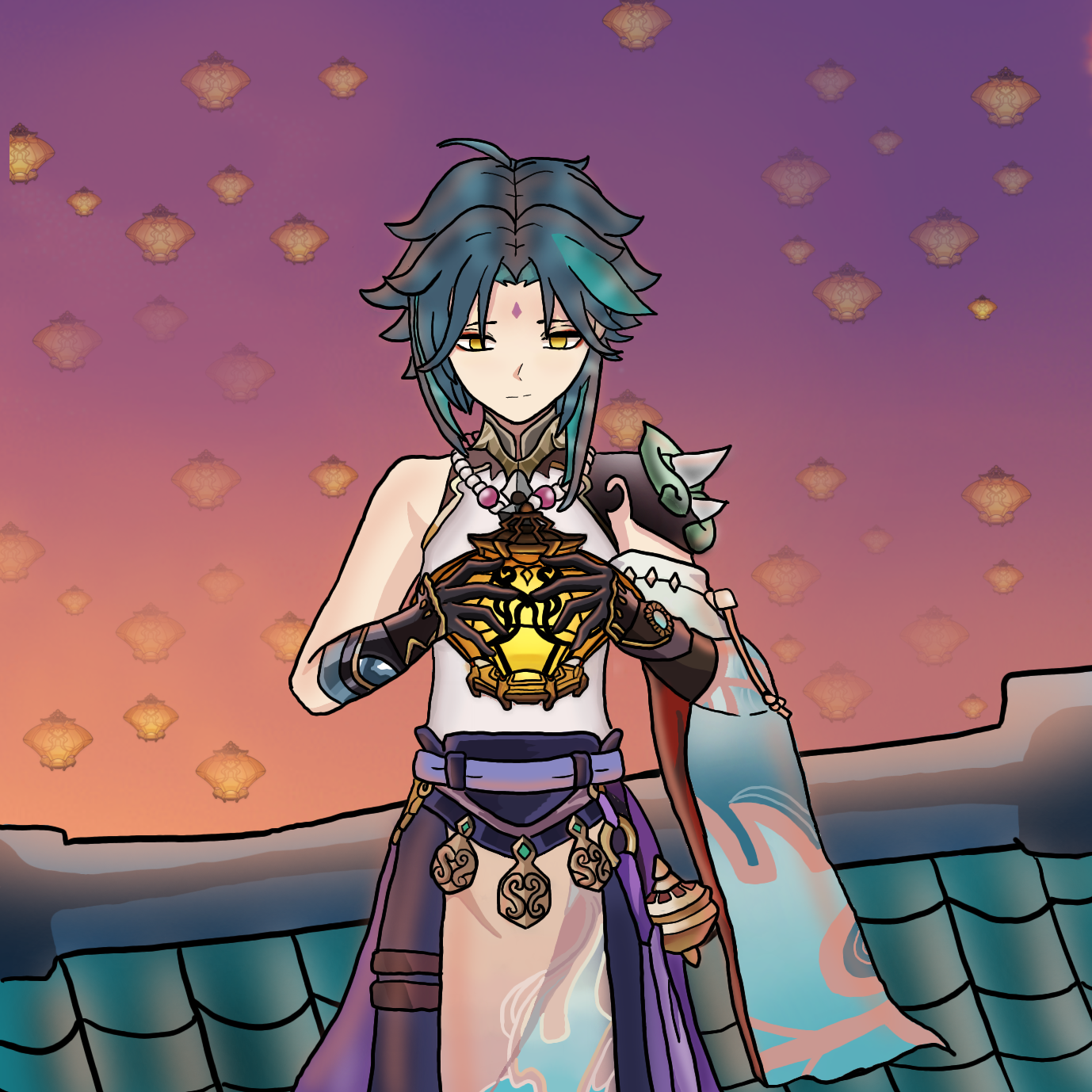 Xiao fanart lantern rite