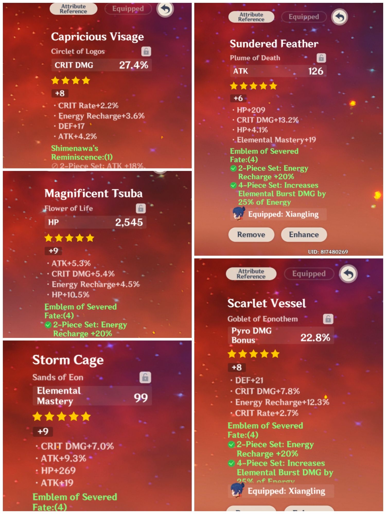 Artifacts for Xianling Genshin Impact | HoYoLAB