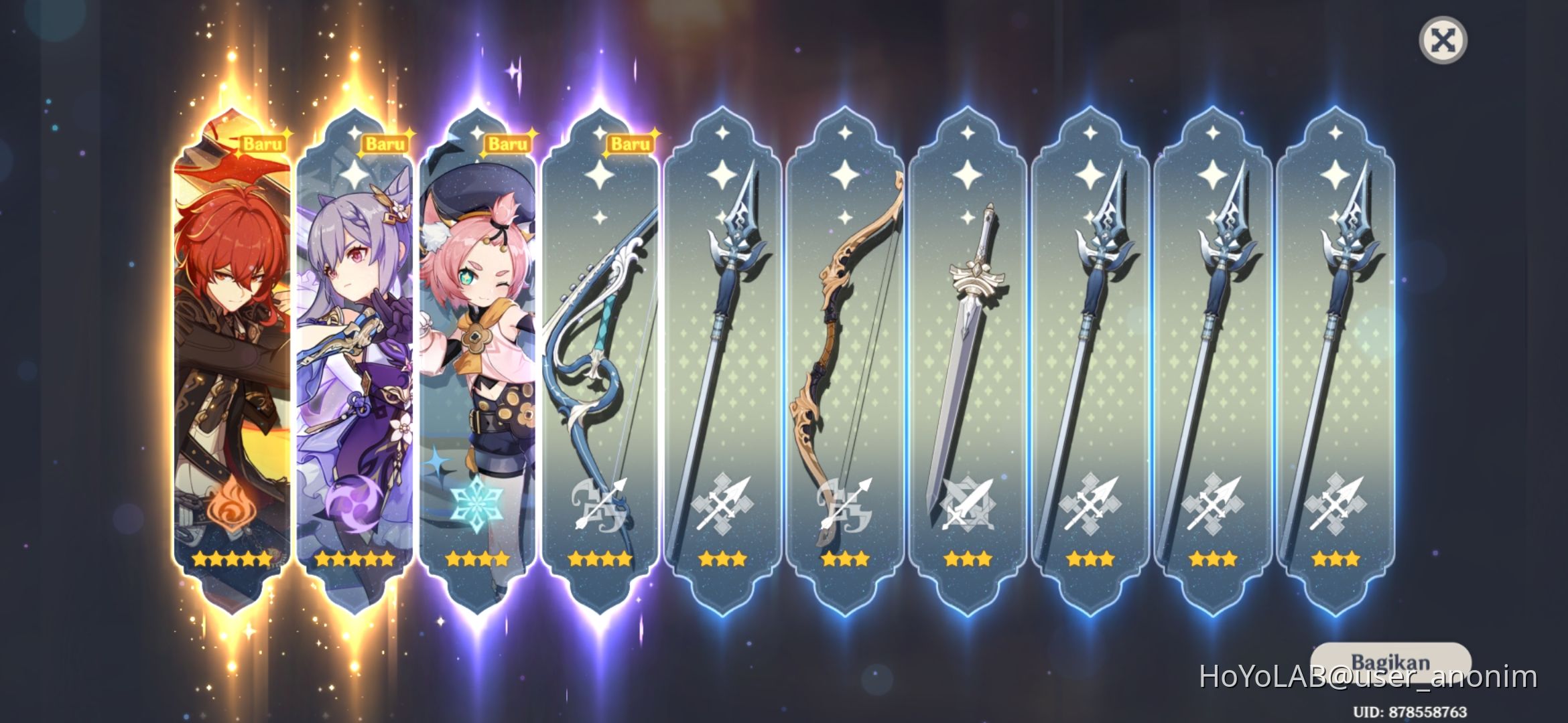 Hasil malam-malam nge-wish di banner standart Genshin Impact | HoYoLAB