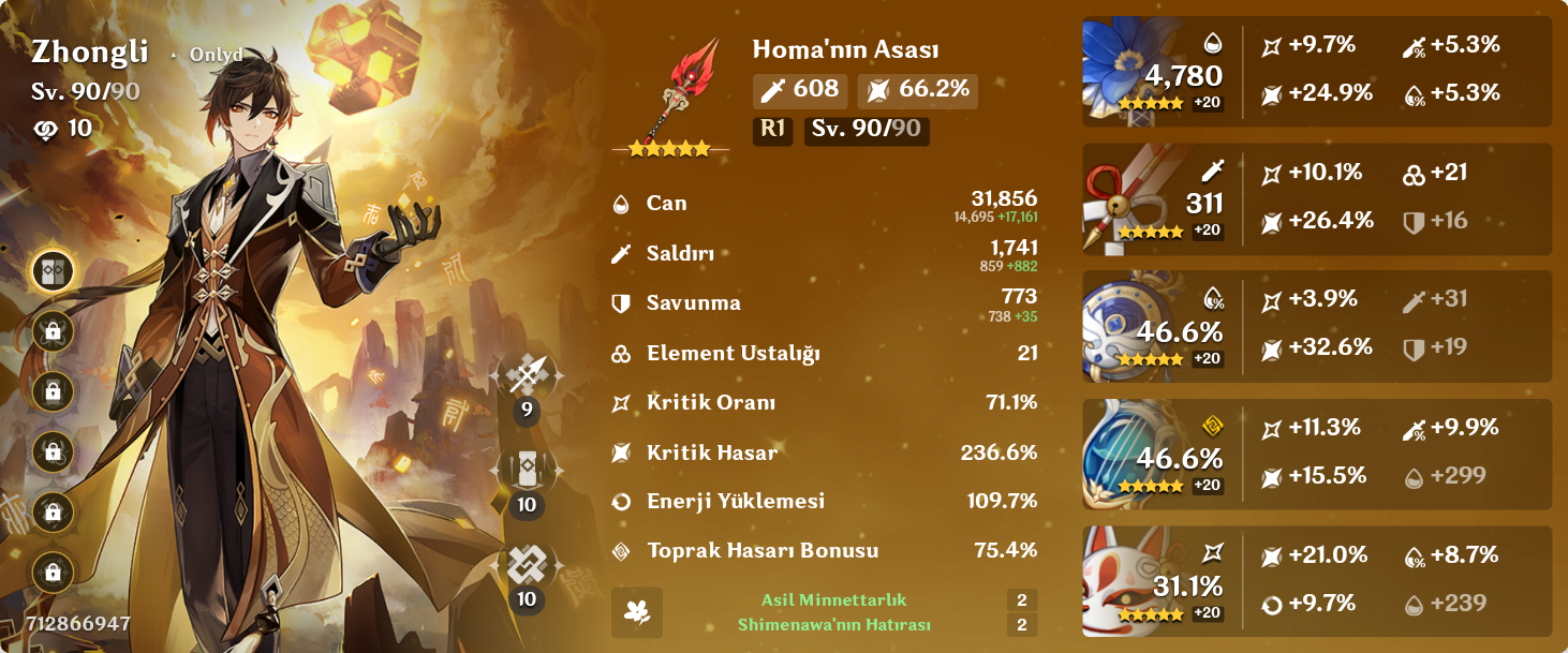 Crit value su en yüksek karakterlerim. Raiden için emblem domainine ...