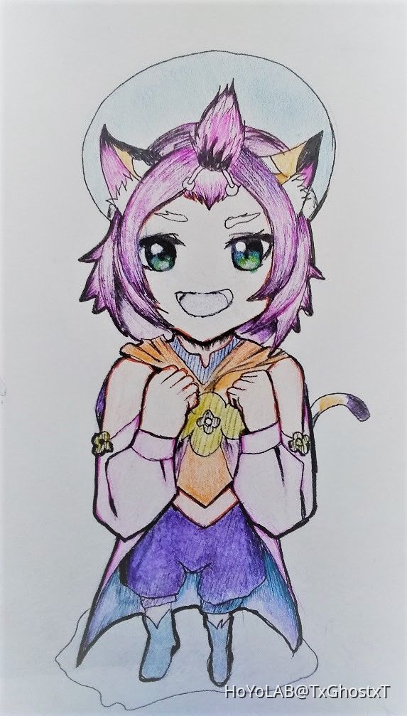 colored my diona birthday sketch. 3 stages sketch to color. Genshin ...