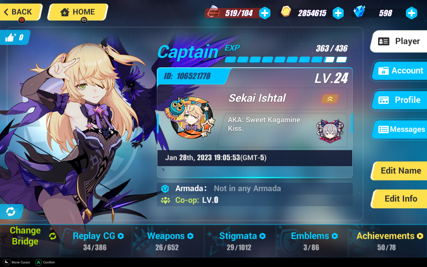 My Current Capt. Status for Honkai Impact 3rd (2023/01/28) Honkai ...