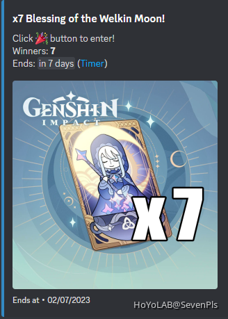 [FREE GIVEAWAY] x7 Blessing of the Welkin Moon! [] Genshin Impact | HoYoLAB