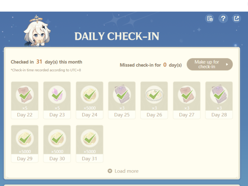 Full month on daily check in! Genshin Impact | HoYoLAB