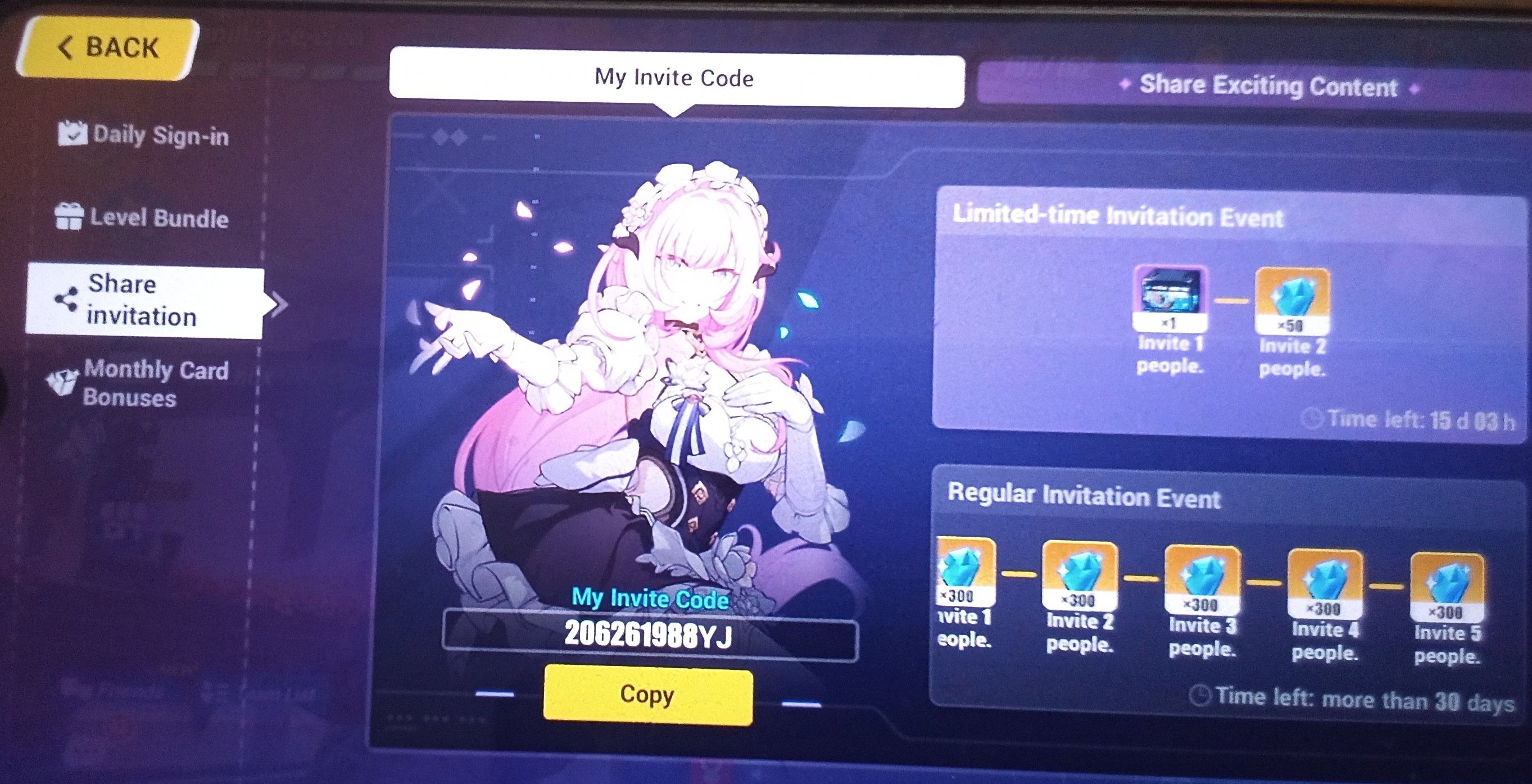 My invite code ~ Honkai Impact 3rd | HoYoLAB