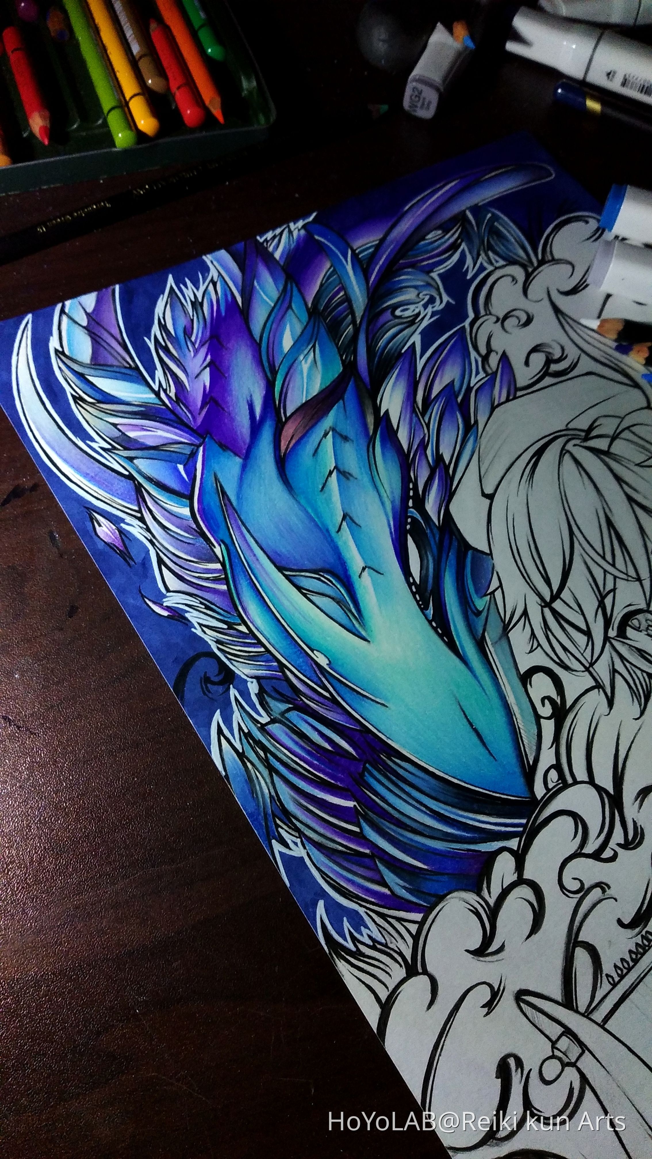 Venti drawing, Dvalin colouring completed Genshin Impact | HoYoLAB