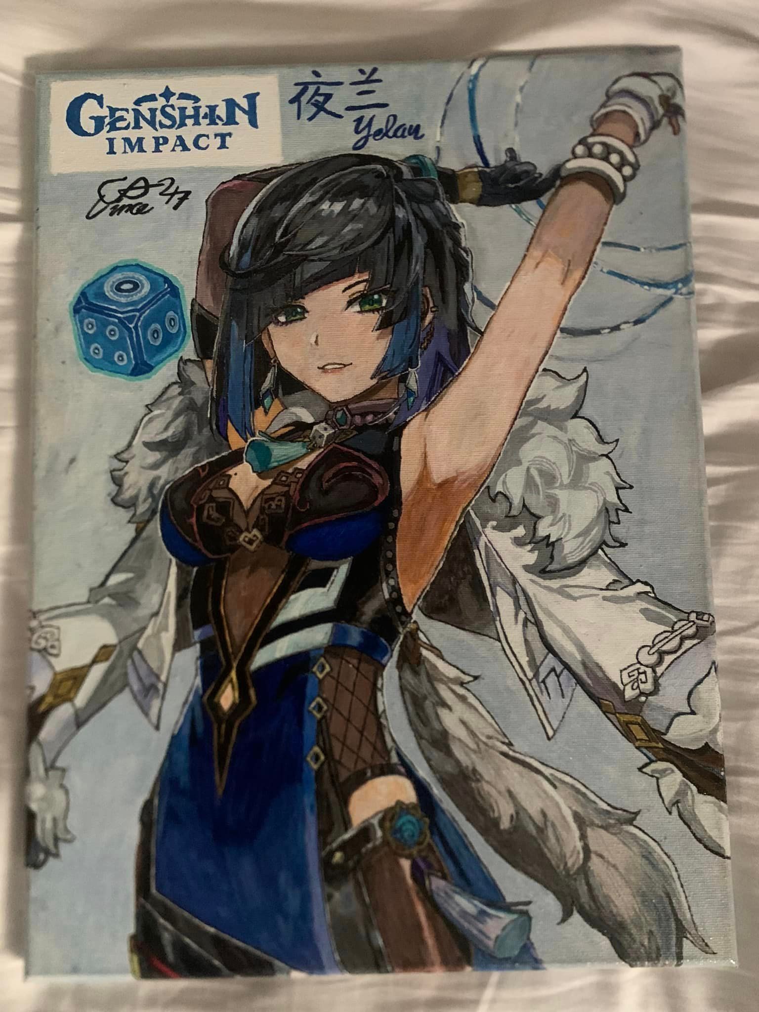 Drawing of Yelan on Canvas Genshin Impact | HoYoLAB
