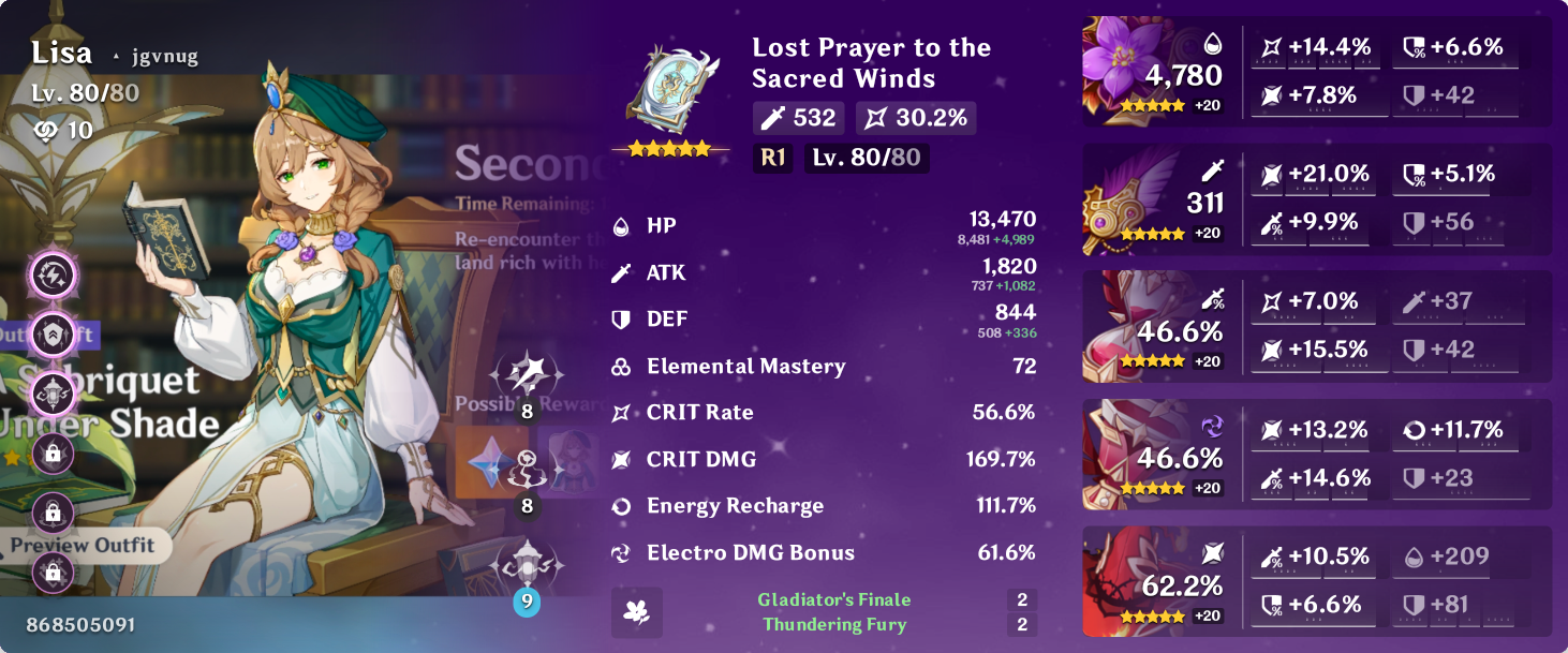 Anybody else's Lisa build is stronger than the trial one? Genshin ...