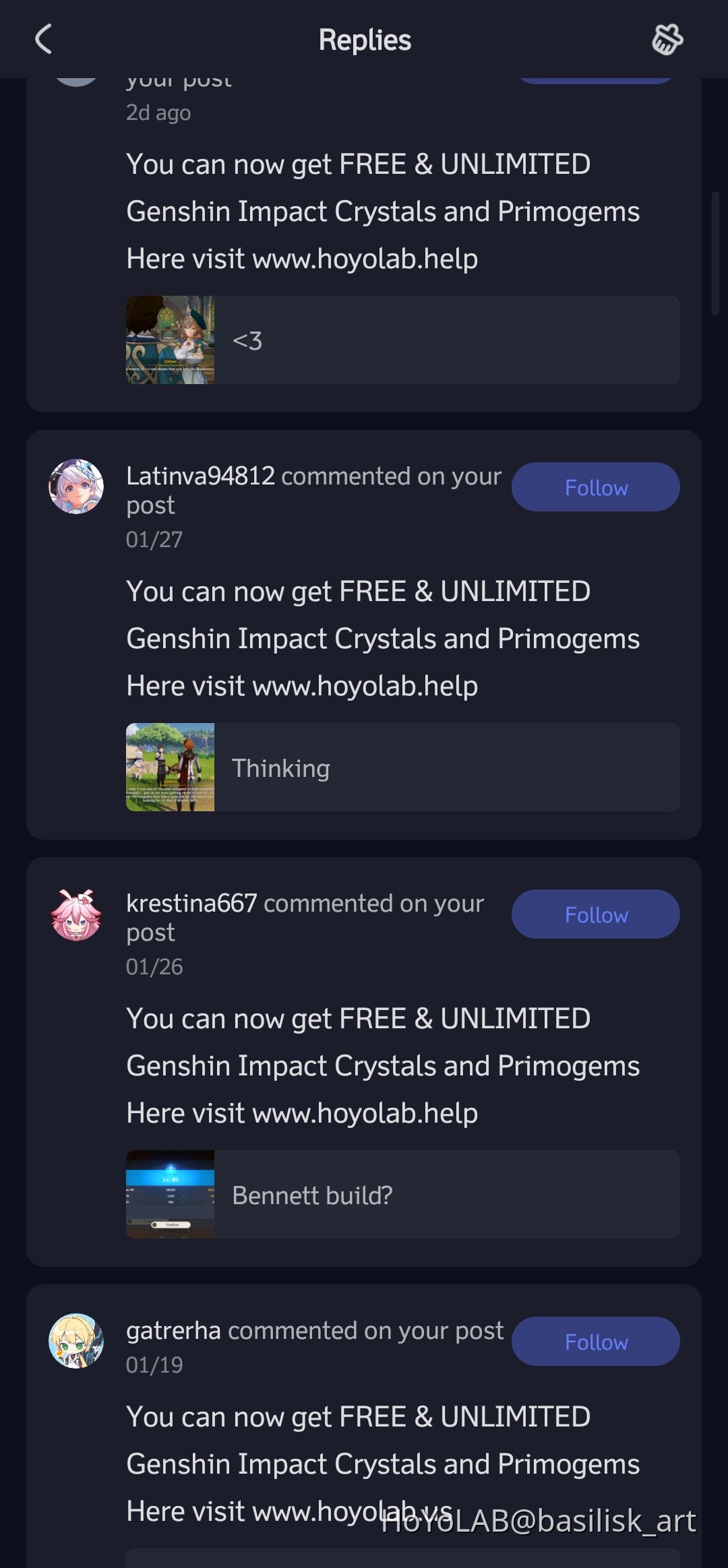 Literally the only comments I get | HoYoLAB