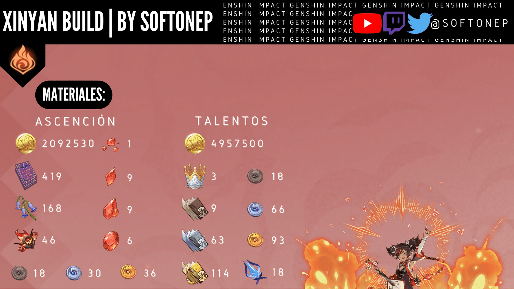 Build de Xinyan [Dps/SubDps] [Guía versión 3.4] | SoftoneP Genshin Impact | HoYoLAB