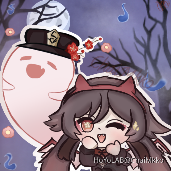 Hu Tao fanart contest submission! /\_/\ ( ^ > ^ ) / > >\ Edit 1: added ...