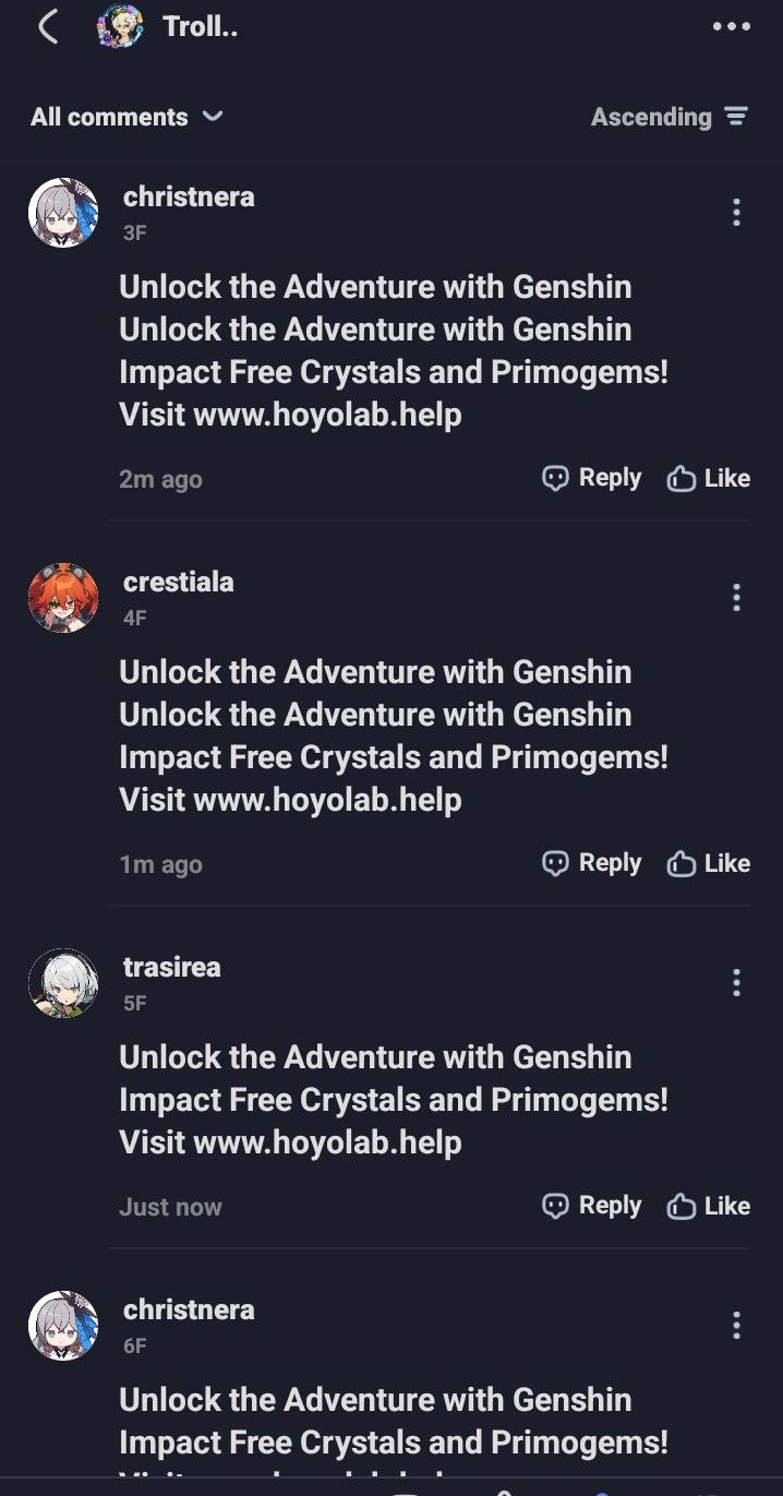 I hate these bots man Genshin Impact | HoYoLAB