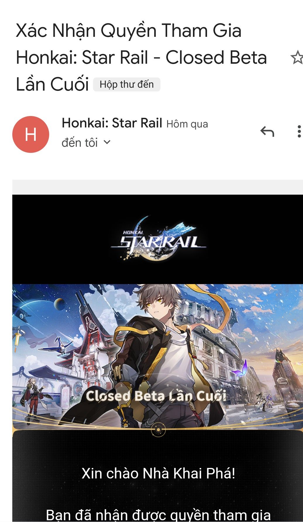 Tôi đã nhận được CBT3, còn bạn thì sao Honkai: Star Rail | HoYoLAB