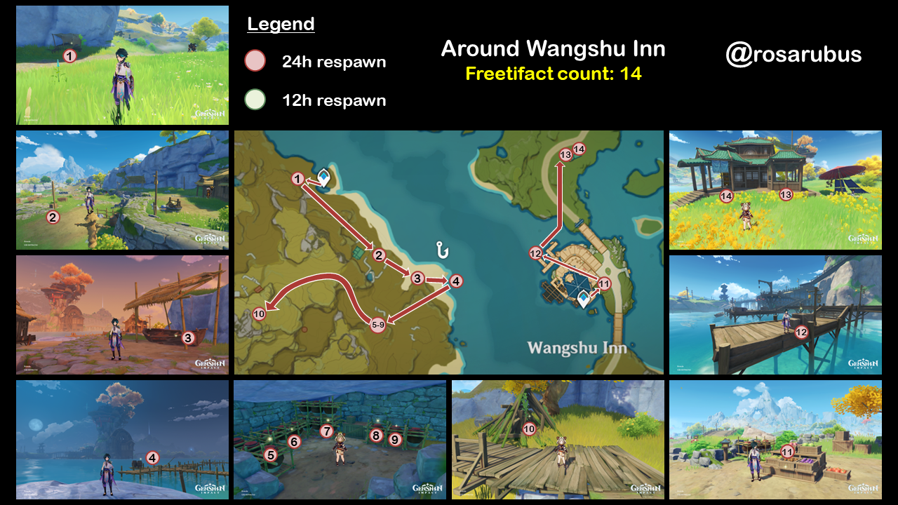 Free Artifact Farming Route Part 3 - Liyue, Wangshu Inn Genshin Impact ...