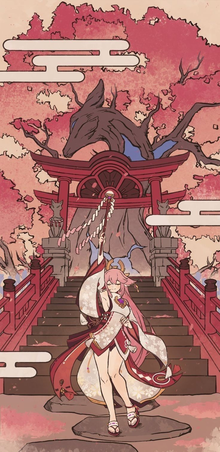 Yae miko art Credits to @/kyochiii_ on twt Genshin Impact | HoYoLAB