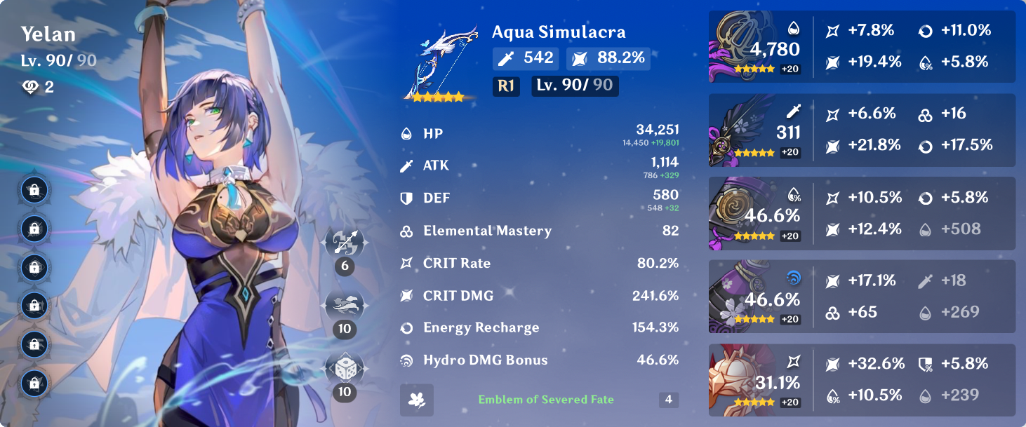 My Yelan’s build🙌🏻 Genshin Impact | HoYoLAB