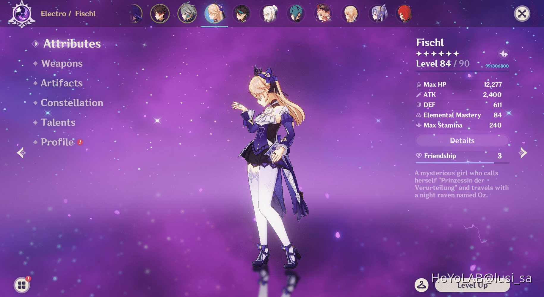 Started to build her Fischl Physical + support build ik im unique ...