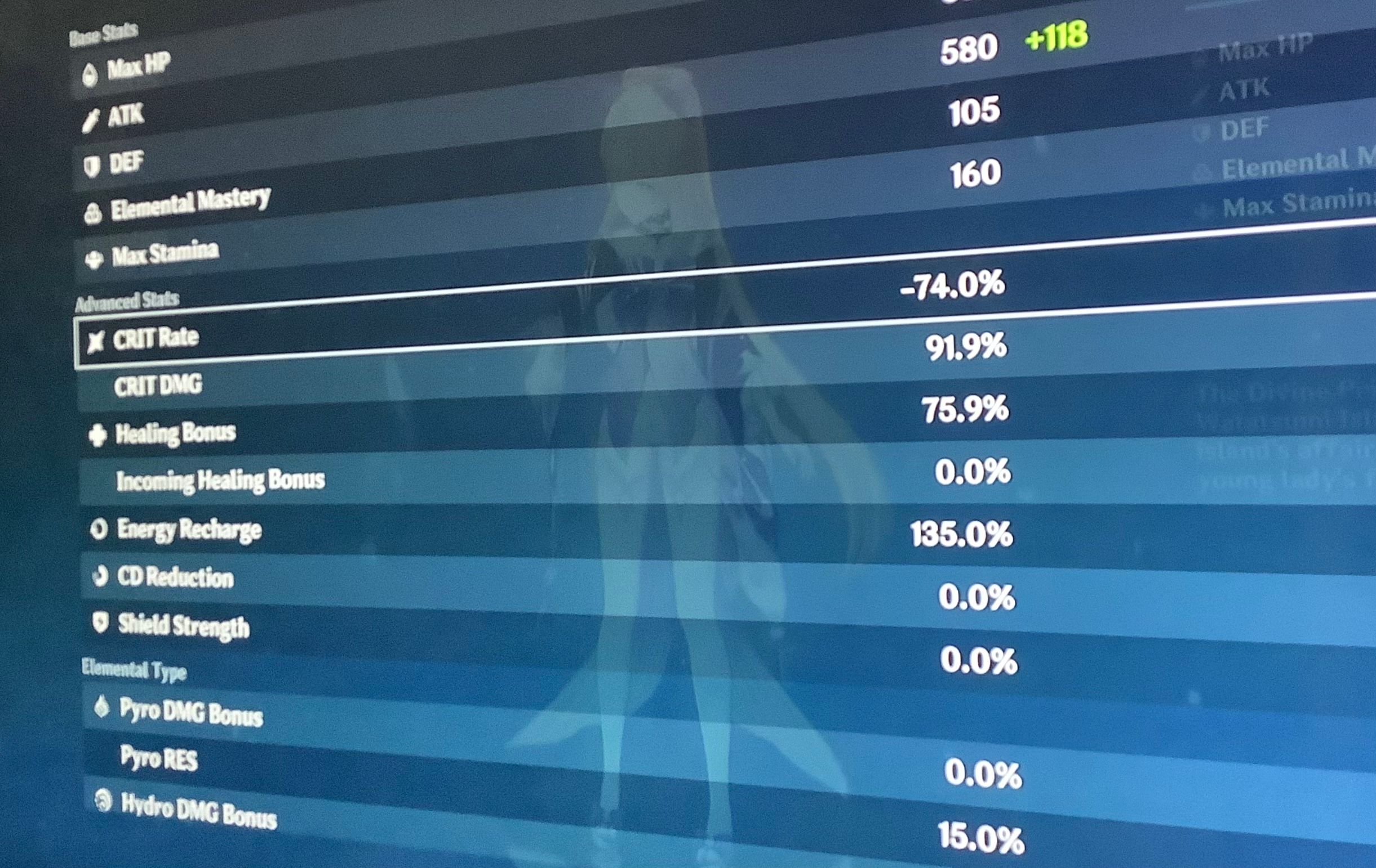 Why does my Kokomi have -74 crit rate Genshin Impact | HoYoLAB