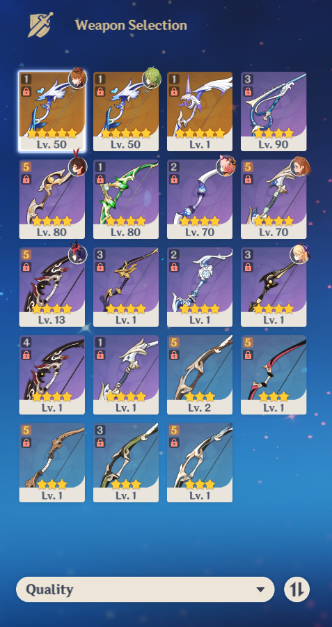 Help matching bows to characters Genshin Impact | HoYoLAB