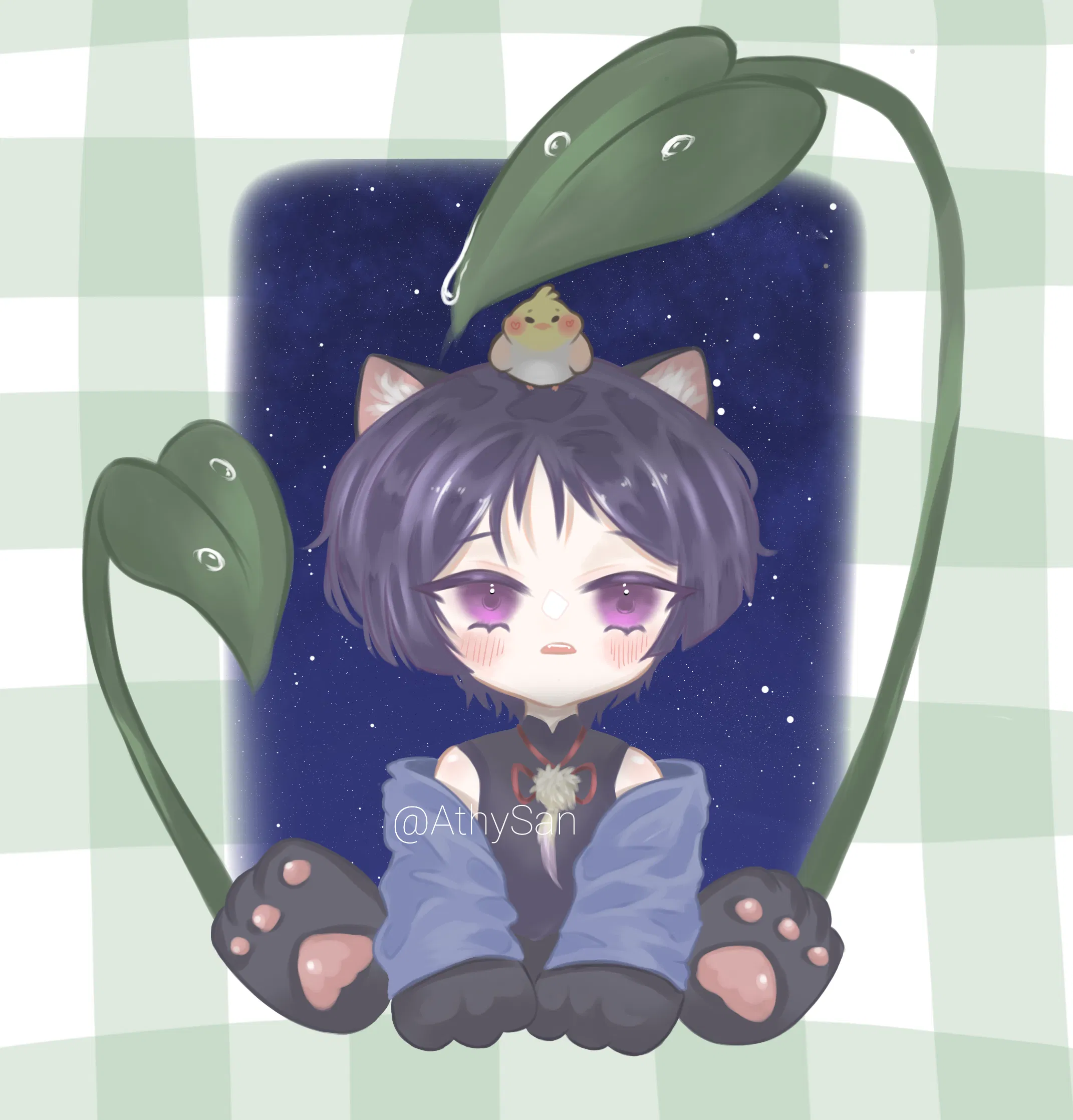 Chibi scara and his mommy's bird >
