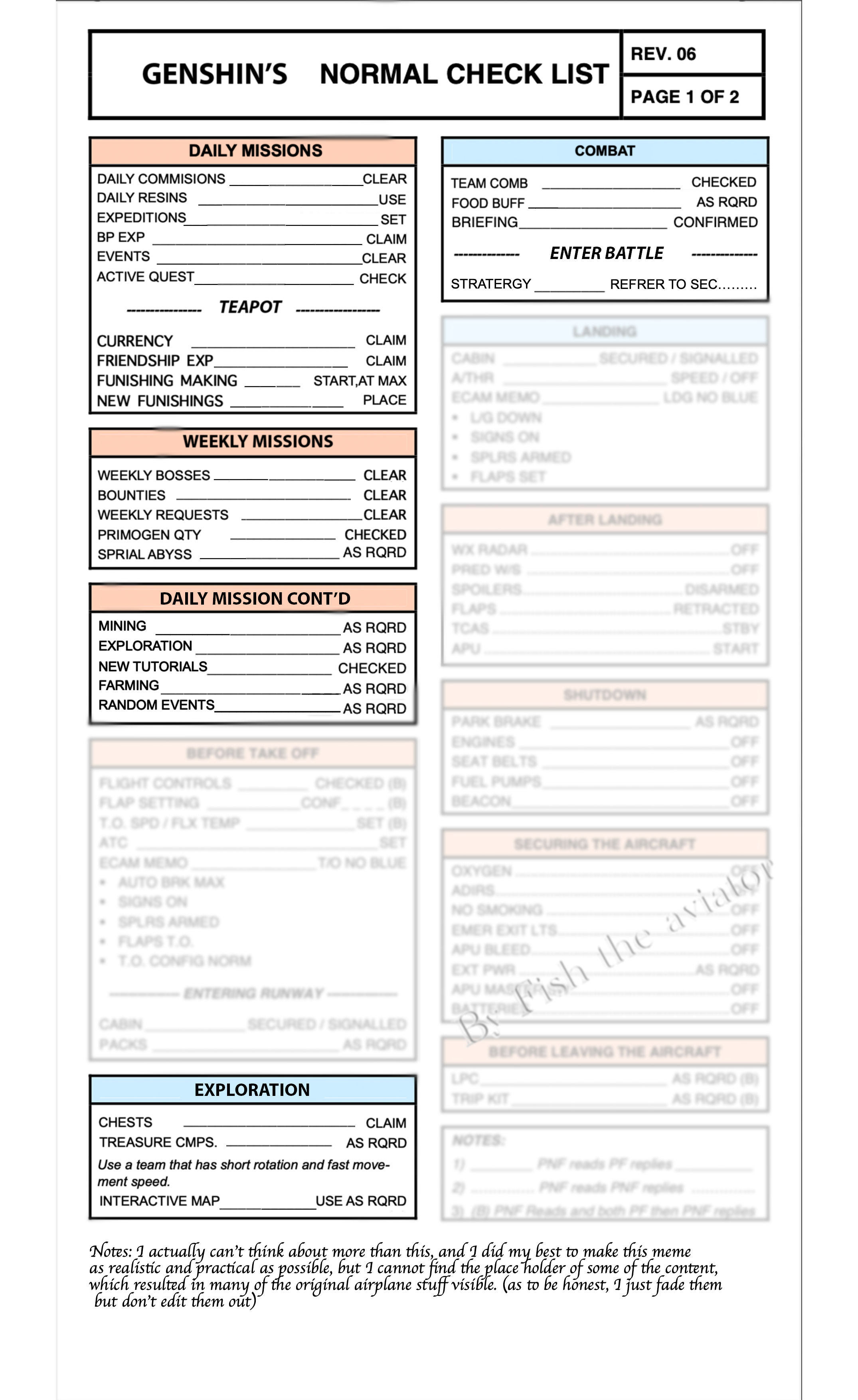 If Airbus writes Genshin's tutorials part 2(A320 quick reference ...