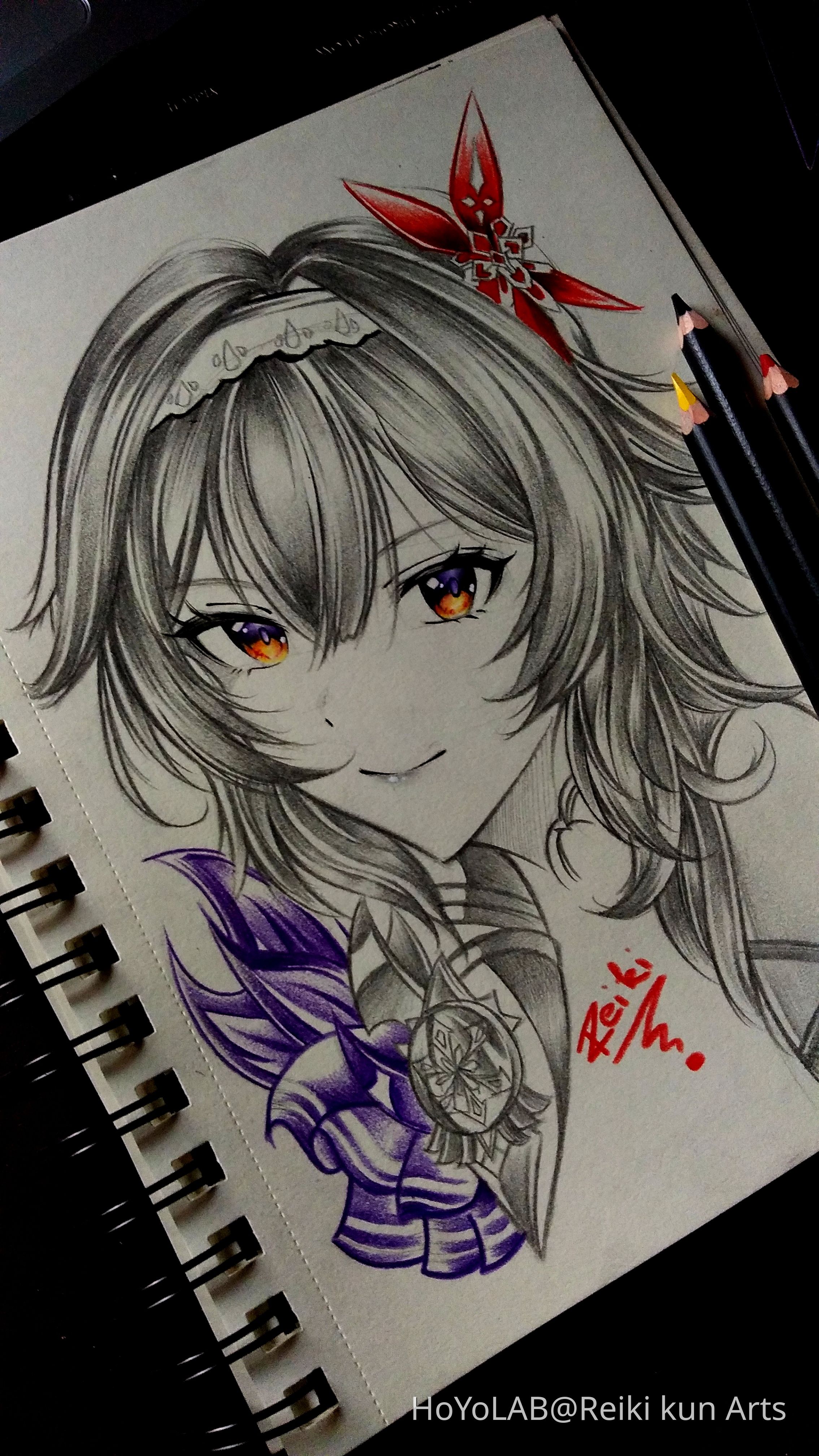 Eula Sketch is done & here goes day 6 of drawing genshin everyday ...