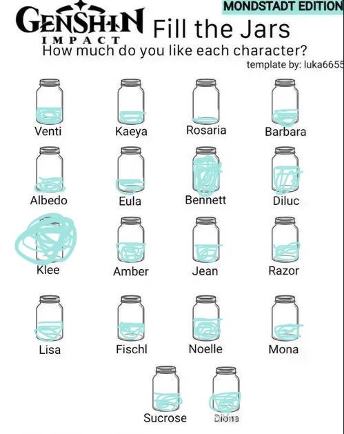 Fill in the jars! (template by luka6655) Genshin Impact | HoYoLAB