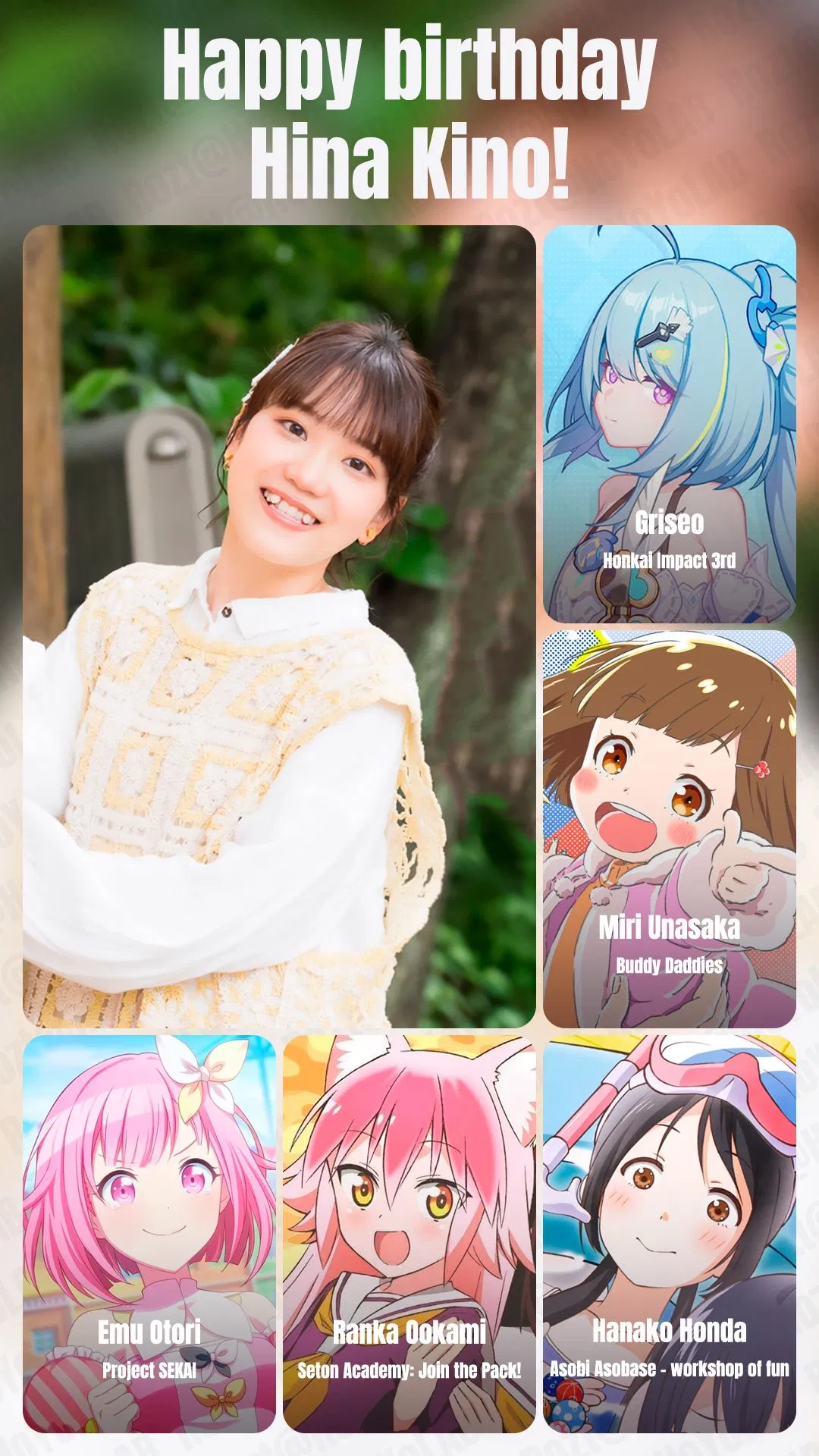 Happy late birthday to Hina Kino, Griseo's voice actor! / ¡Feliz ...