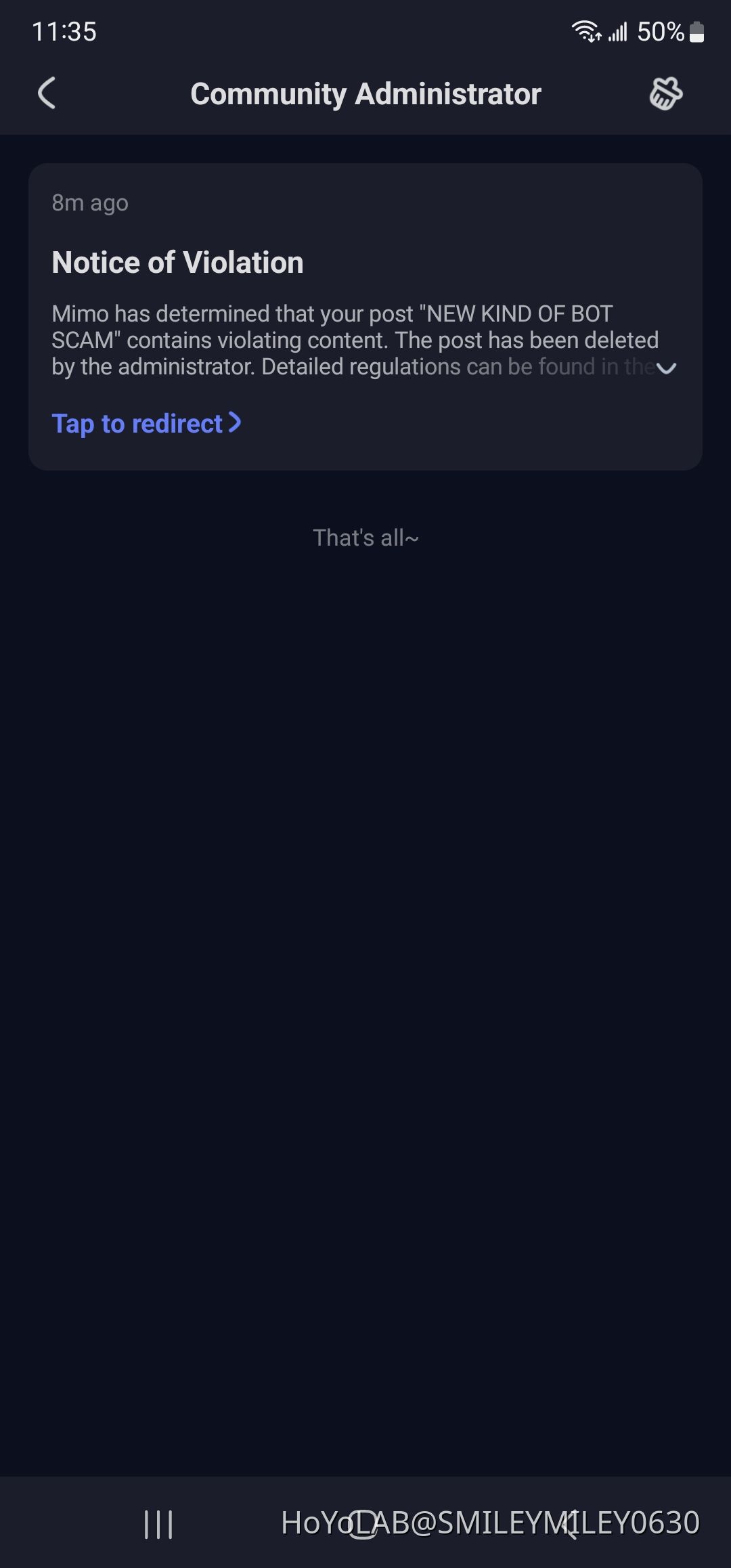 I literally was just letting people know of this new type of bot scam ...