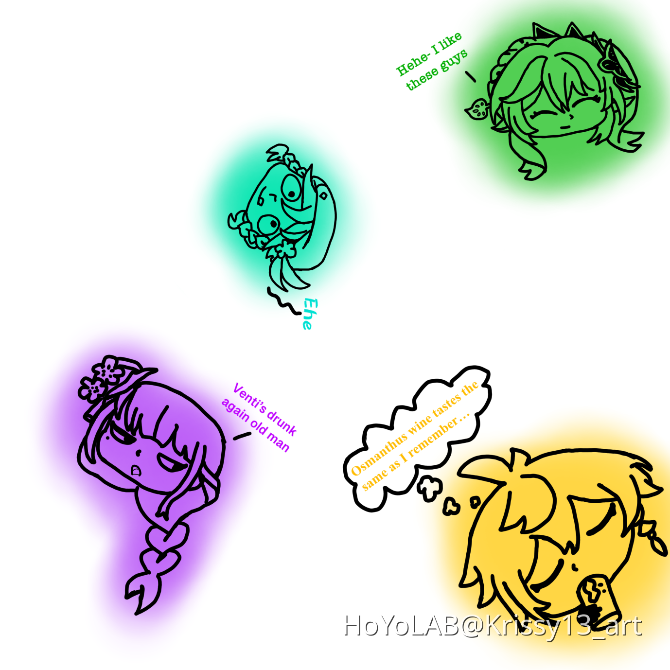 I drew a little chibi archon reunion!! Genshin Impact | HoYoLAB