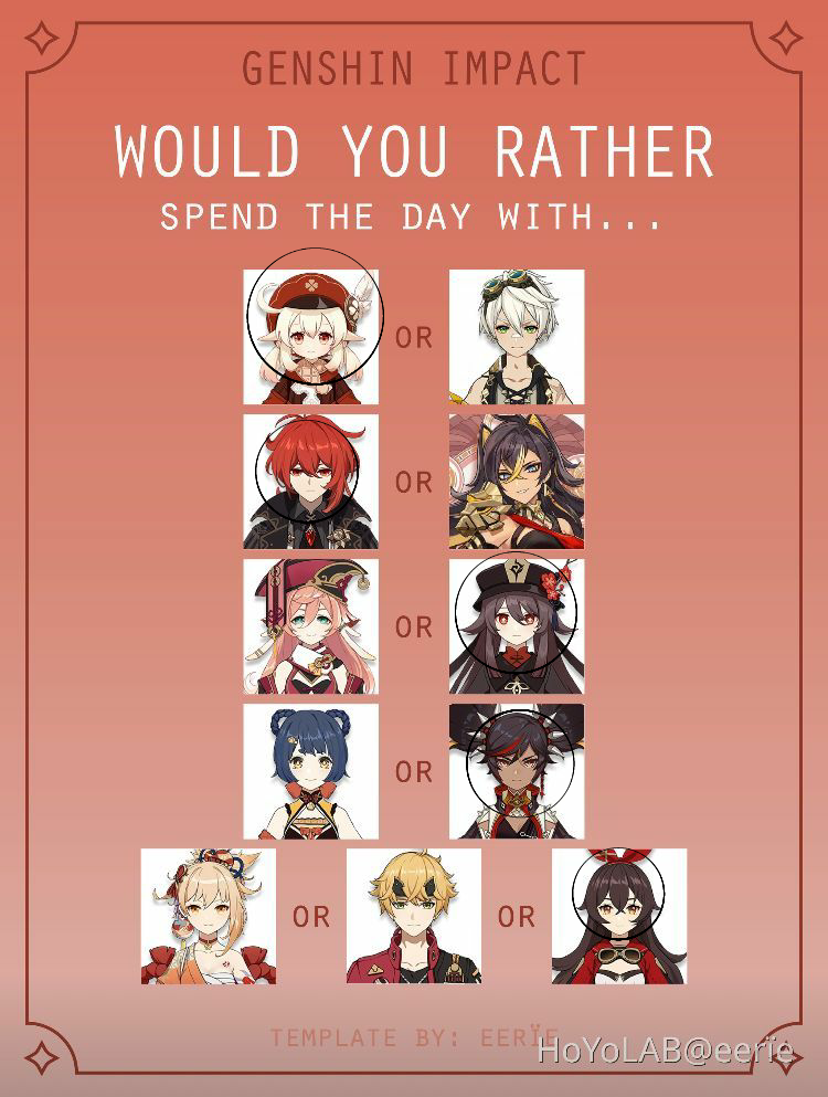 Would you rather spend the day with (Pyro Vision) Genshin Impact | HoYoLAB