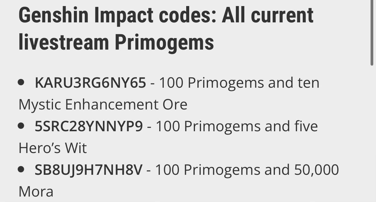 Primo codes if you guys want!! ️ Genshin Impact | HoYoLAB