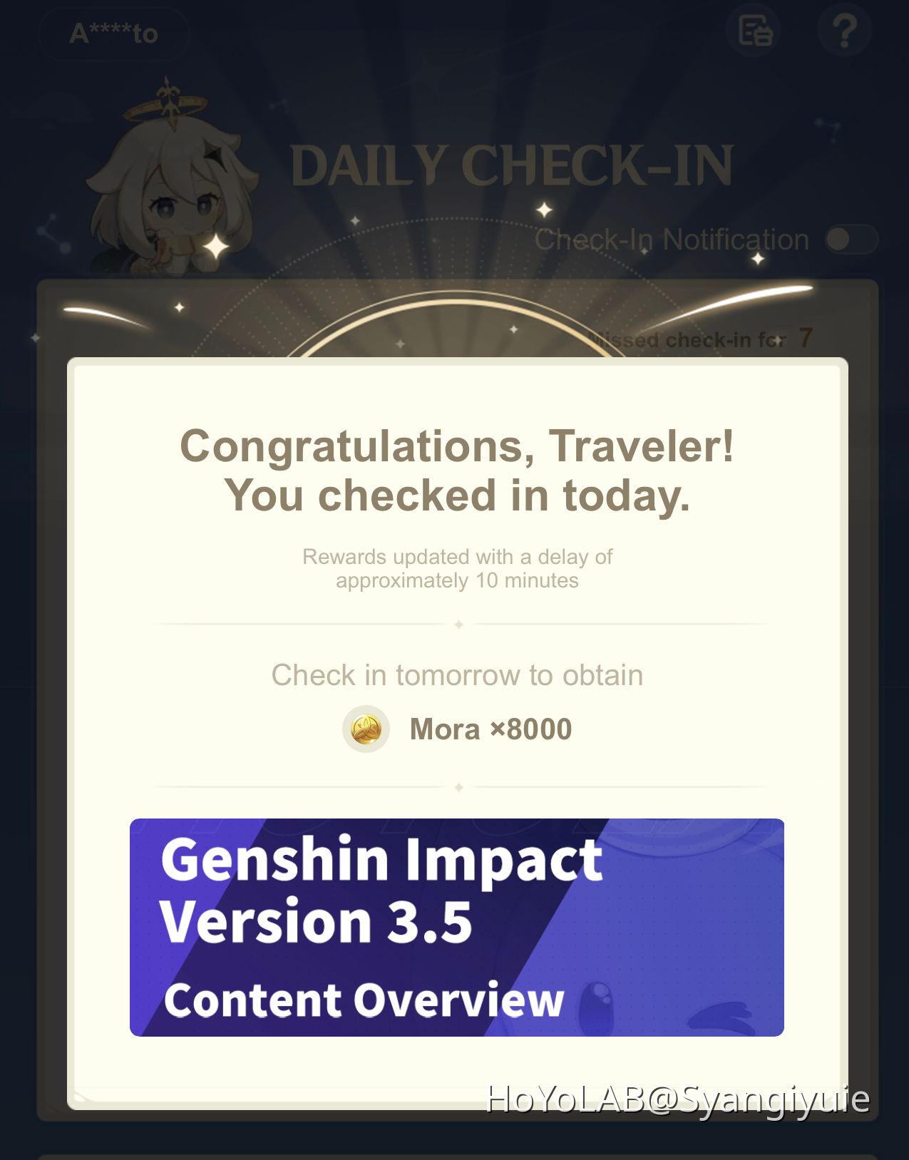 Daily check in Genshin Impact | HoYoLAB