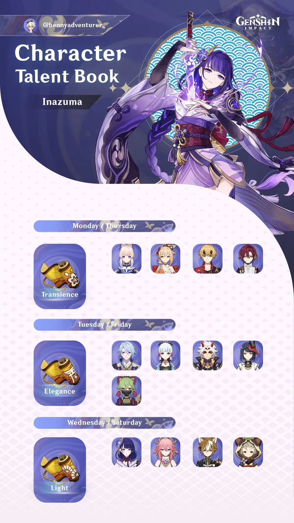 Jadwal rotasia harian buku talenta(Talent domain schedule) Genshin ...