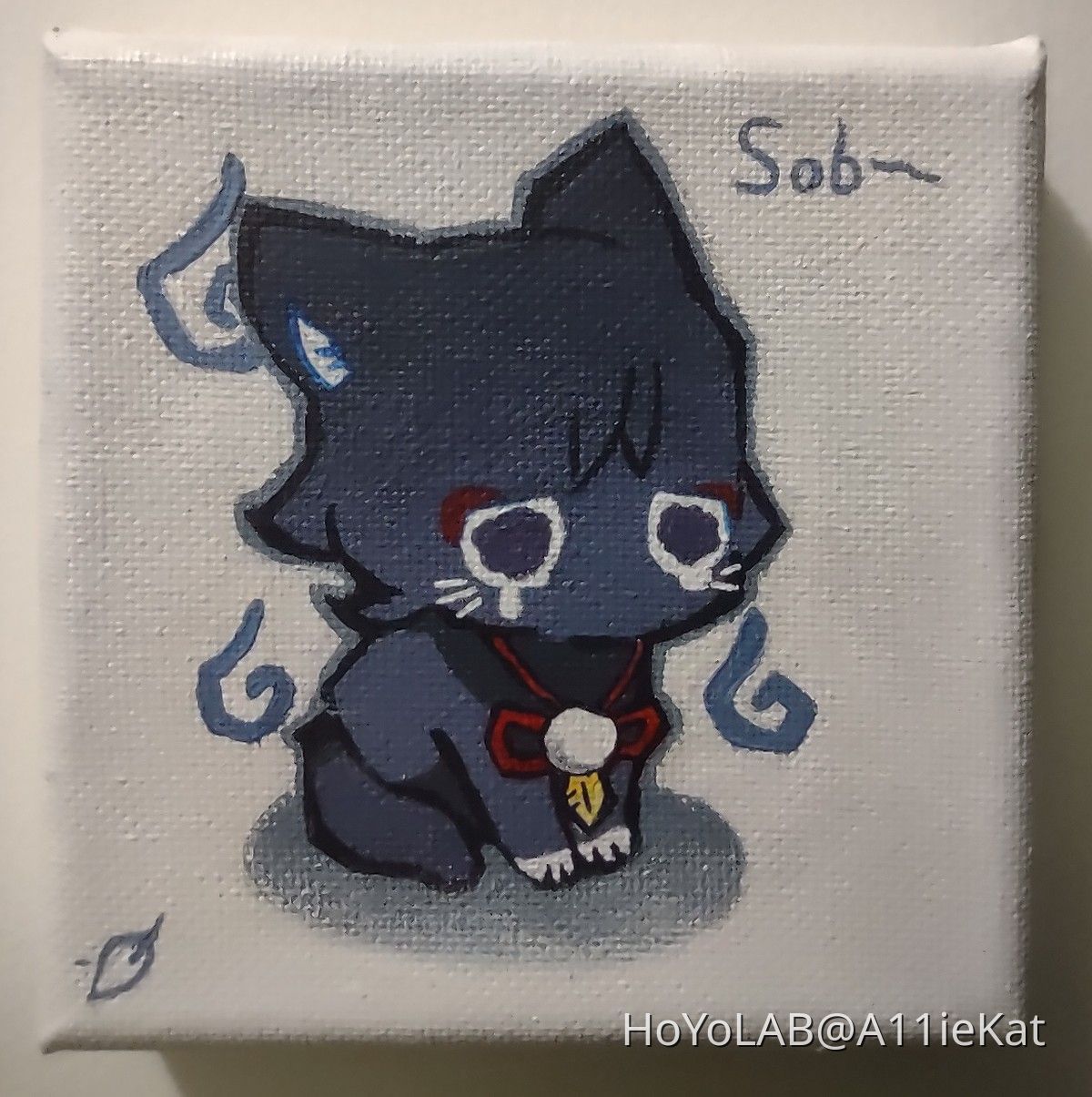 I did a little painting of the funny scaramouche cat emoji Genshin ...