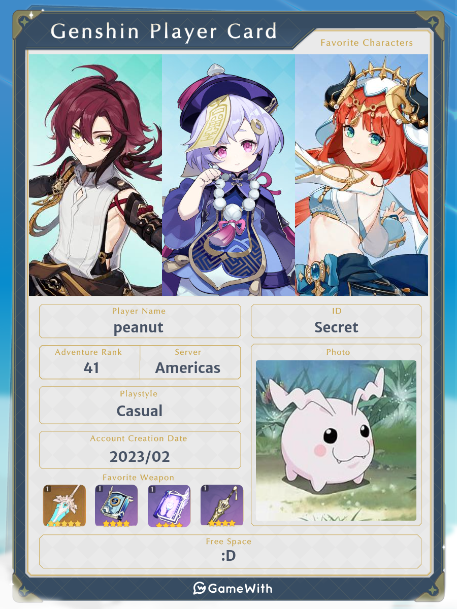 Genshin player card Genshin Impact | HoYoLAB
