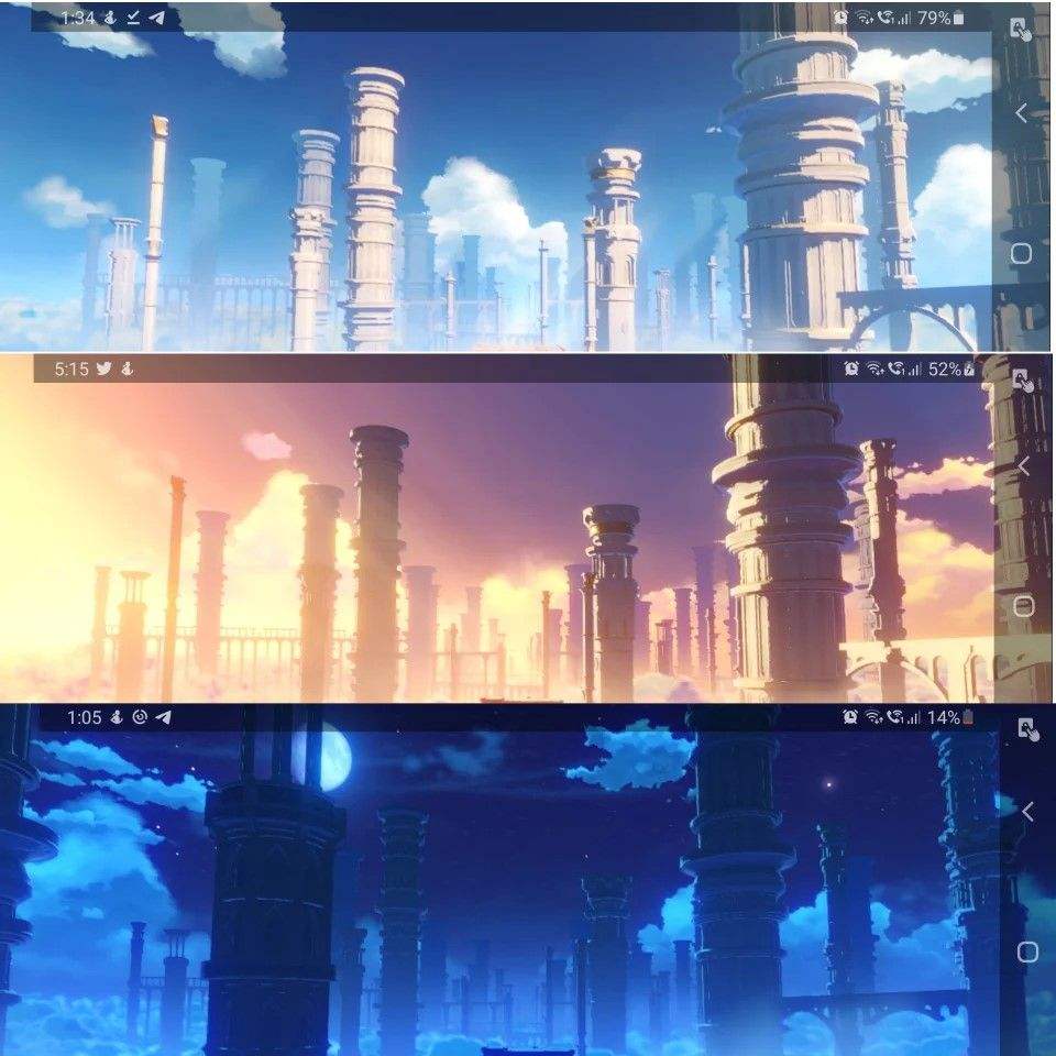 The homescreen changes music and design because of your device´s time ...