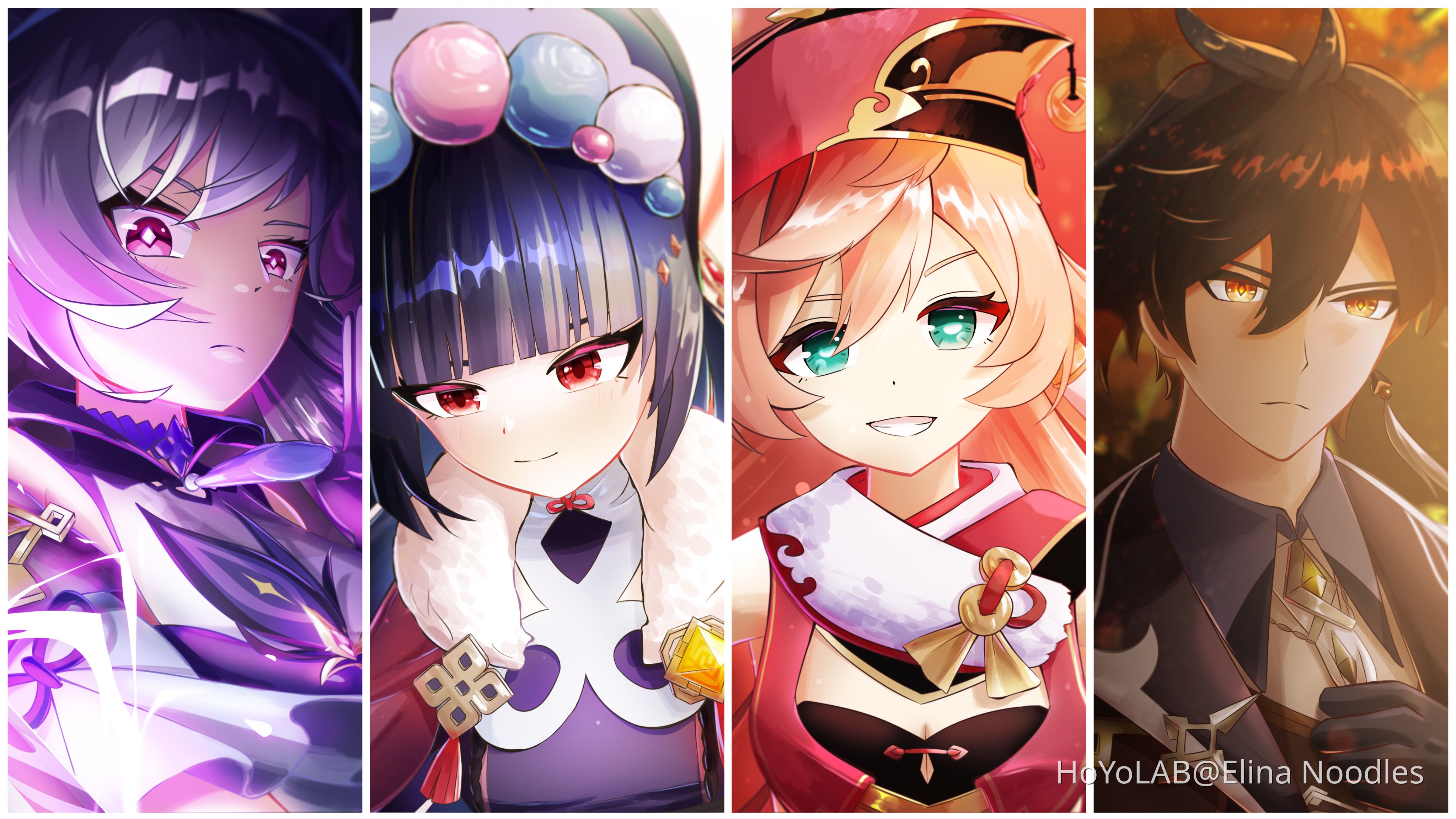 Over the past couple of weeks I drew my 4 favourite Liyue characters ...